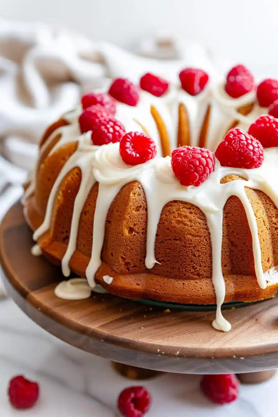 White Chocolate Raspberry Nothing Bundt Cake Copycat - Easy